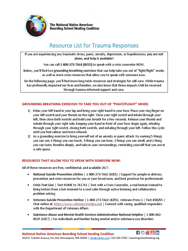 Resource List For Trauma Responses: Grounding Breathing Exercises To ...