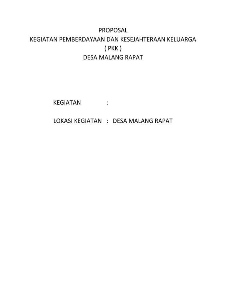 Proposal Kegiatan PKK 2020 | PDF