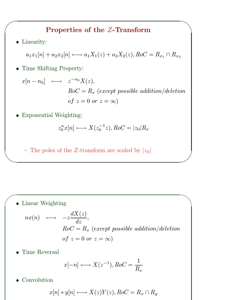 Properties of The Z-Transform: Linearity | PDF | Algebra | Mathematical ...