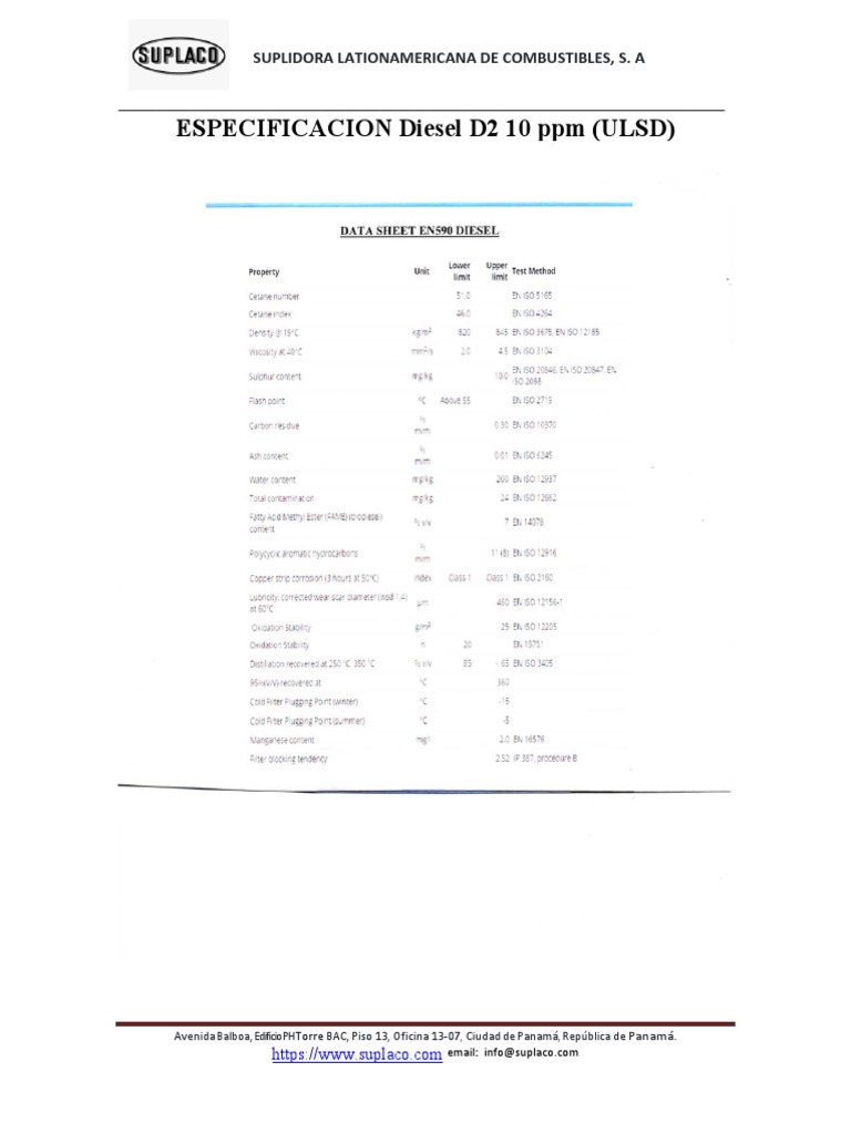Especifiacion ULSD EN590 | PDF