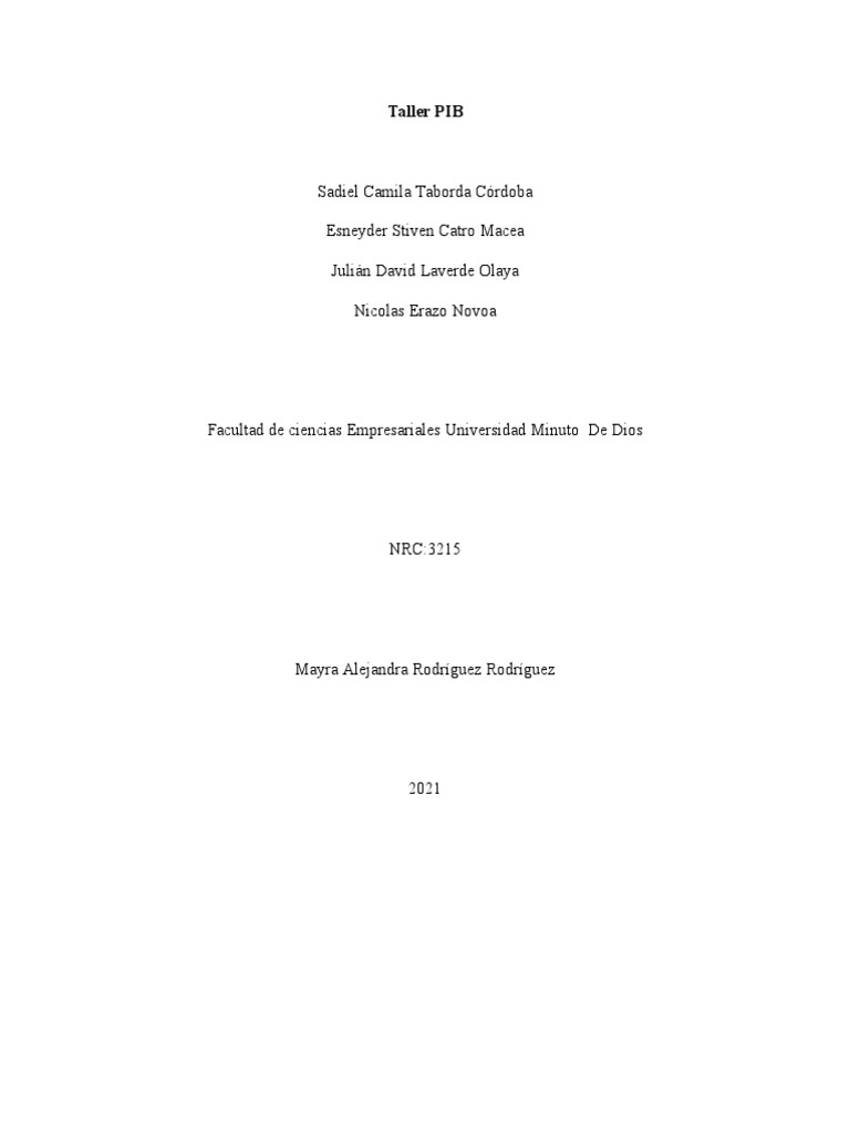 Taller PIB | PDF | Producto Interno Bruto | Economias