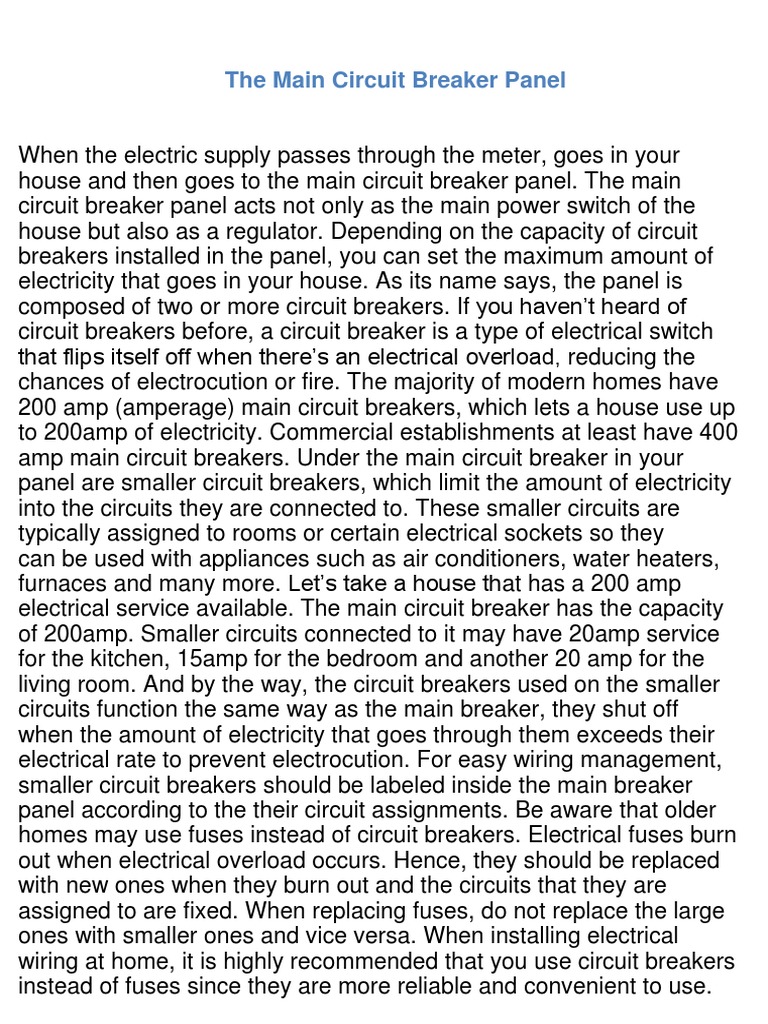 The MB Panel | PDF | Fuse (Electrical) | Electricity
