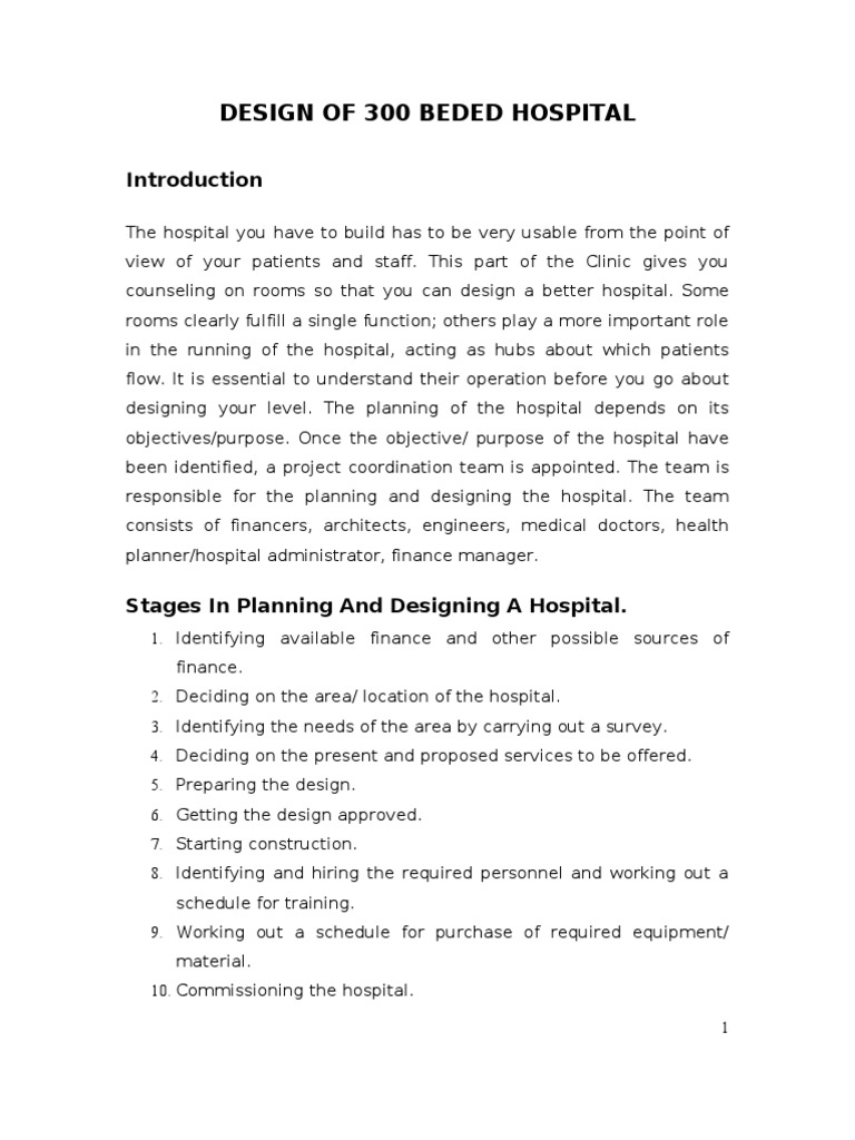 300 Bedded Hospital Design Guidelines | PDF | Hospital | Clinic