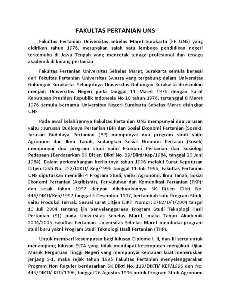 Fakultas Pertanian Uns | PDF