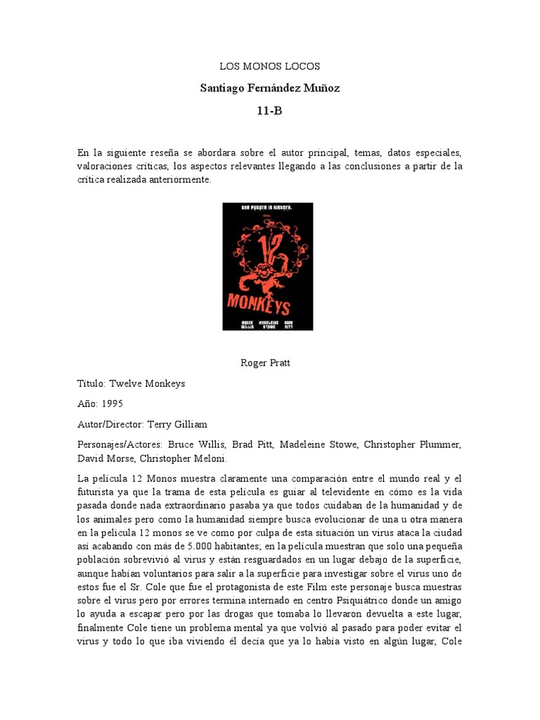 Reseña 12 Monos | PDF