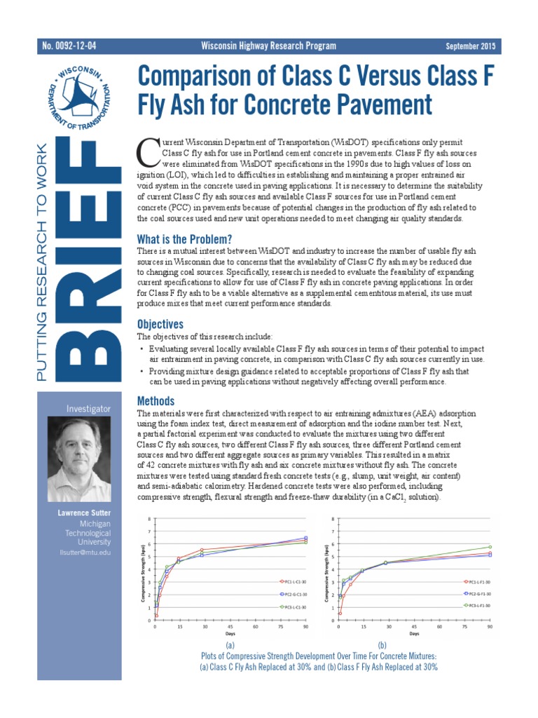 Comparison of Class C Versus Class F Fly Ash For Concrete Pavement ...