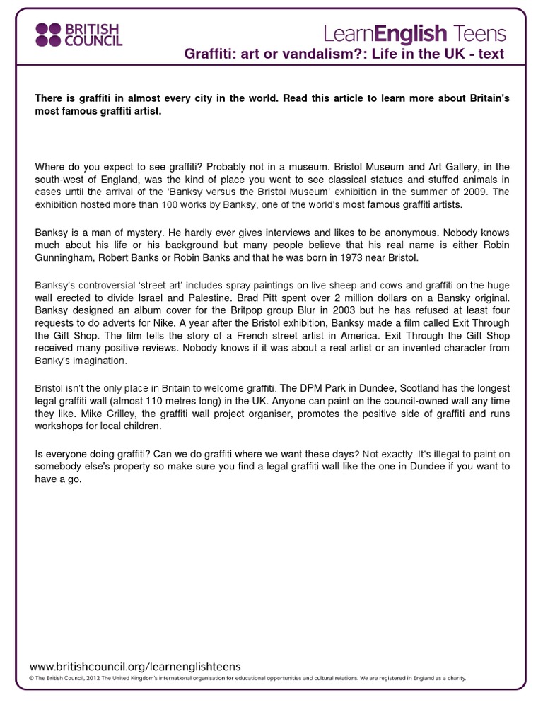 Graffiti Art or Vandalism - Text | PDF