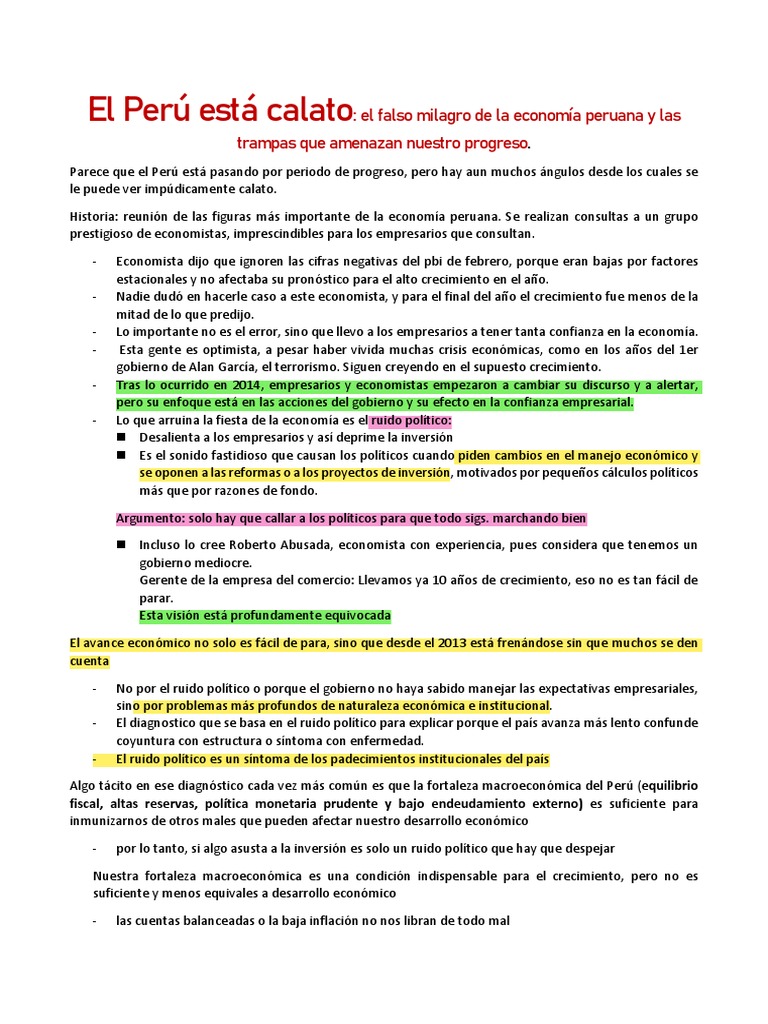 El Perú Está Calato | PDF | Perú | Crecimiento económico