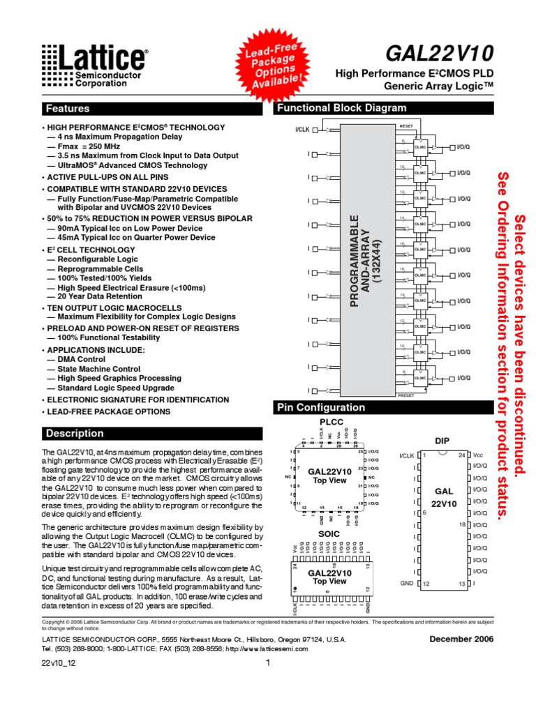 GAL22V10 | PDF | Input/Output | Computer Hardware