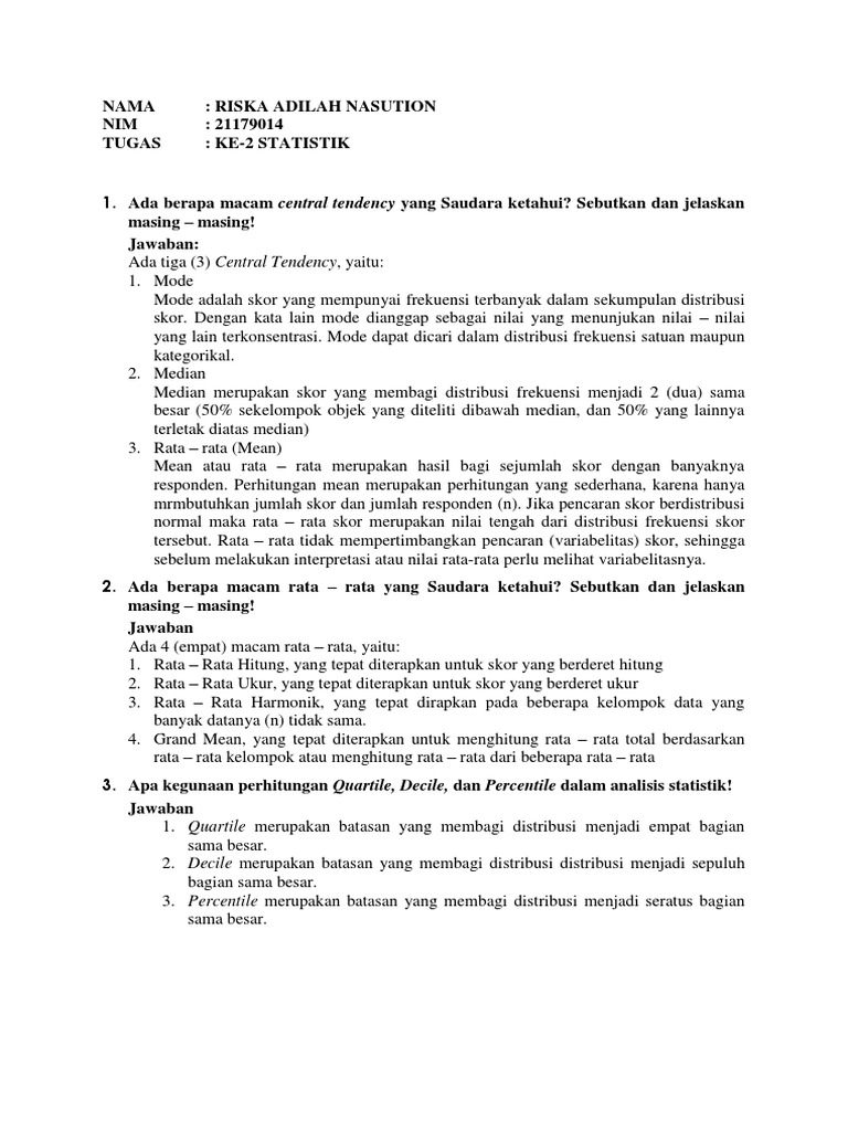 Tugas 2 Statistik Riska | PDF