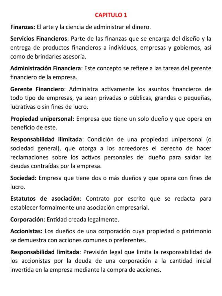 Introducción a los conceptos básicos de las finanzas corporativas | PDF | Contabilidad ...
