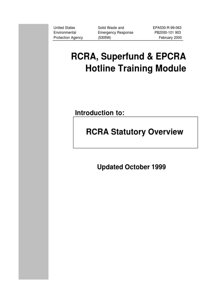 RCRA, Superfund & EPCRA Hotline Training Module | PDF | Resource ...