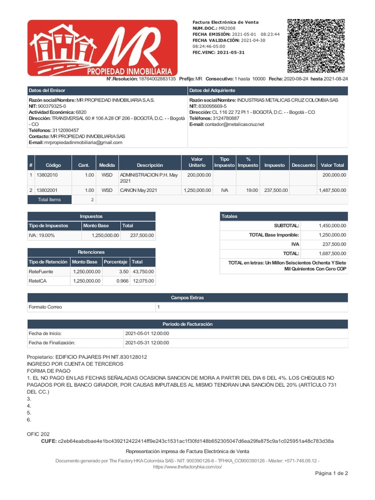Factura Arriendo | PDF | Bancario | Tecnología financiera