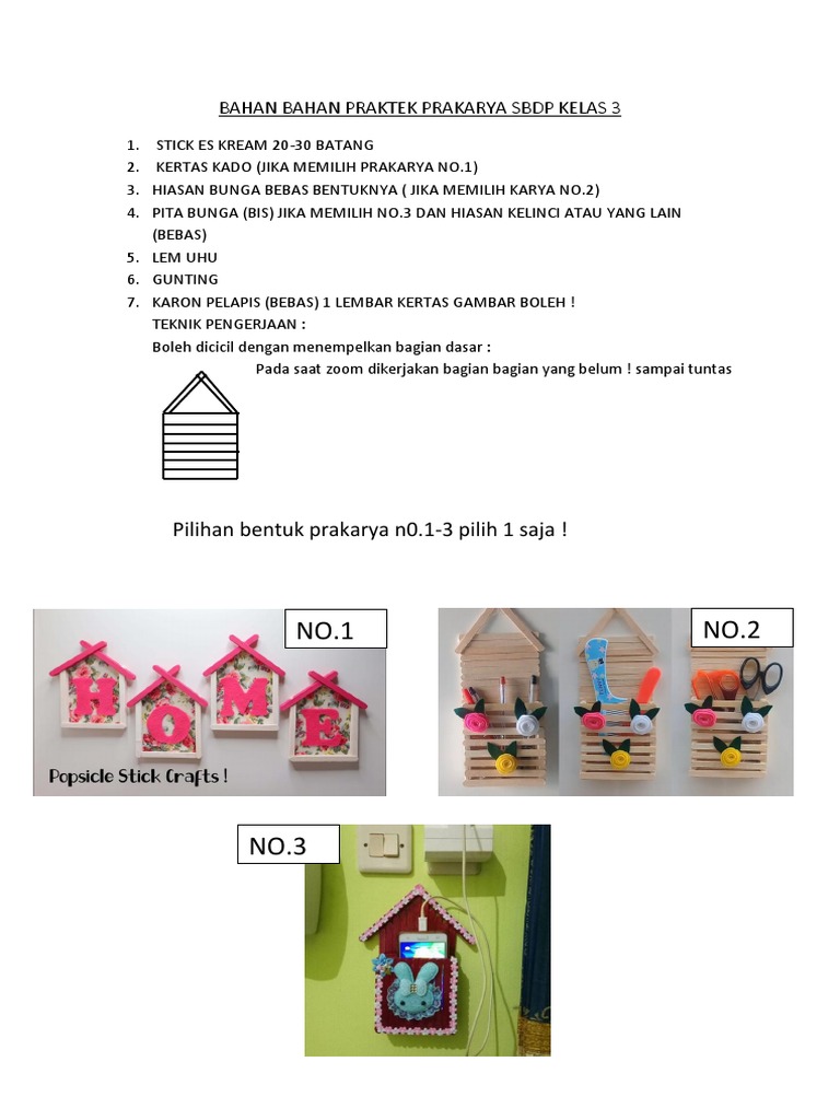 Bahan Bahan Praktek Prakarya SBDP | PDF