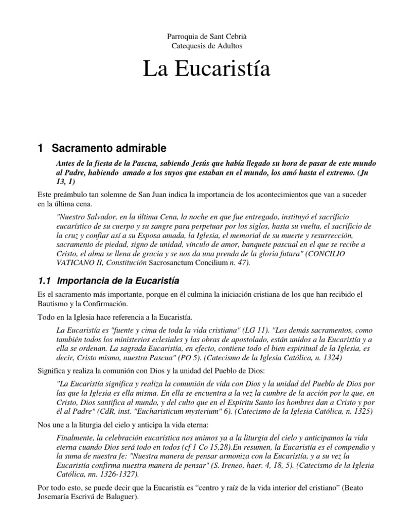 Eucarist | PDF | eucaristía | Misa (liturgia)