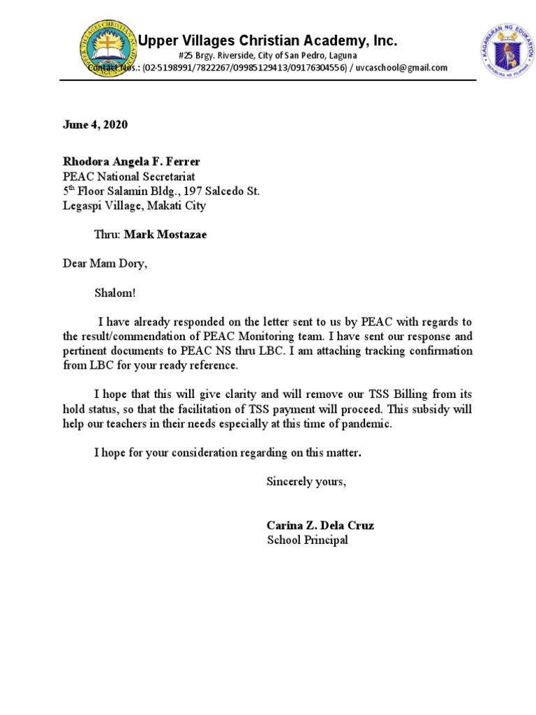 PEAC Response and TSS Billing Update | PDF