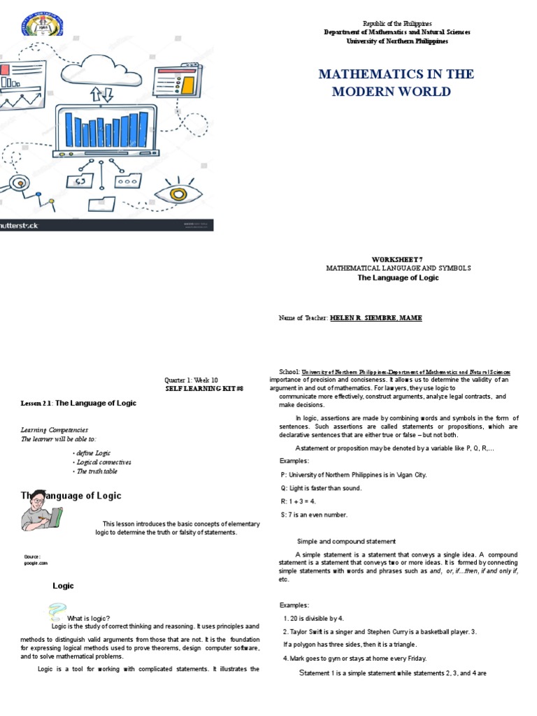 MMW Worksheet 2.5-The Laguage of Logic | PDF | If And Only If | Logic