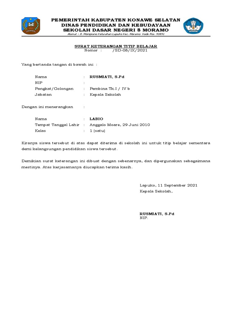 Surat Titip Belajar | PDF