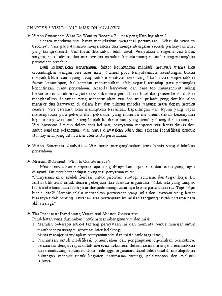 Chapter 5 Vision and Mission Analysis | PDF