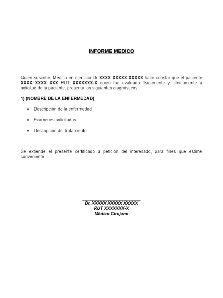 Modelo Informe Medico | PDF