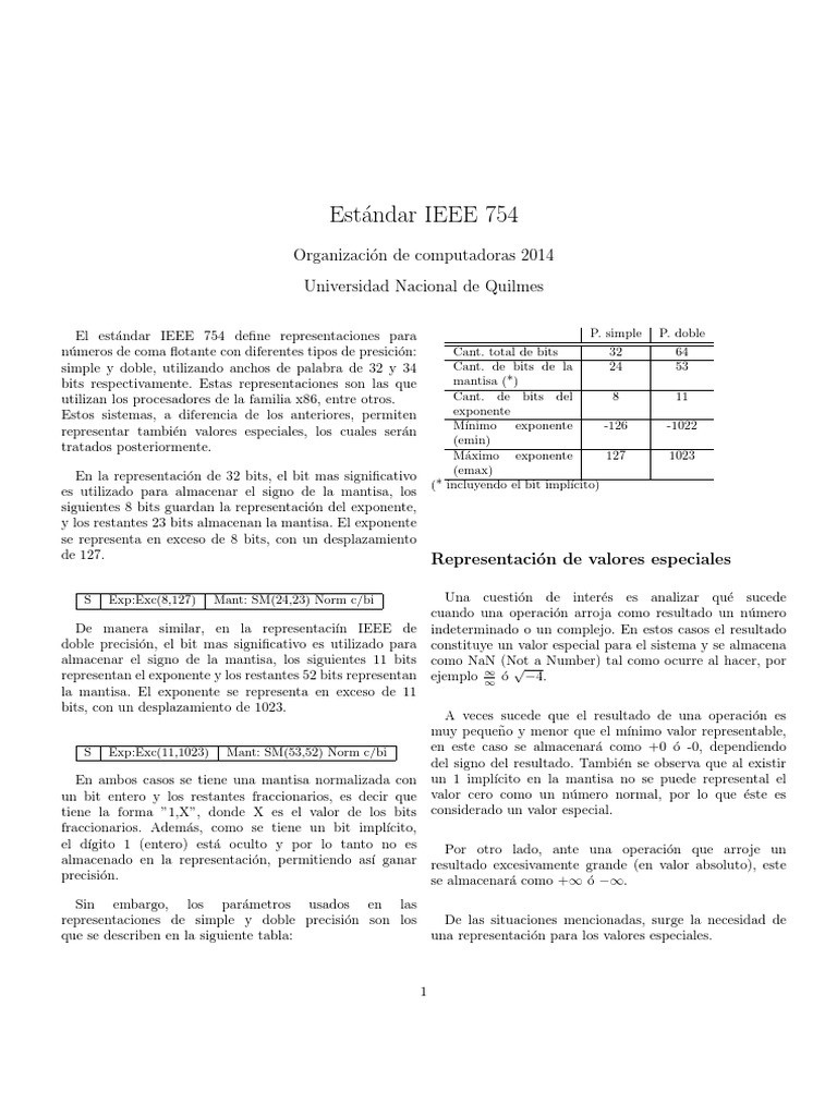 Estándar IEEE 754 | PDF | Informática | Lexicología