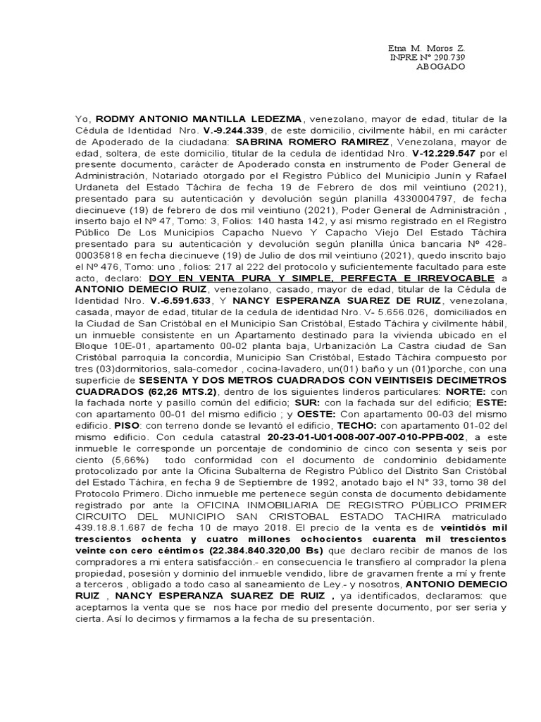 Documento Compra Venta German | PDF | Derecho Civil (Common Law) | Ley ...