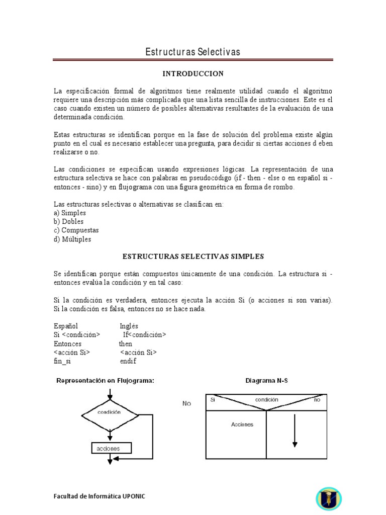 Estructuras Selectivas | PDF | Algoritmos | Programación de computadoras