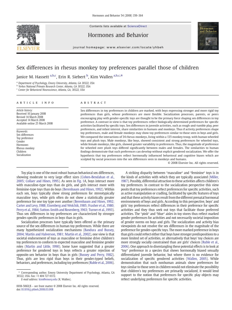 Hassett Siebert Helen 2008 Sex Differences in Rhesus Monkey Toy ...