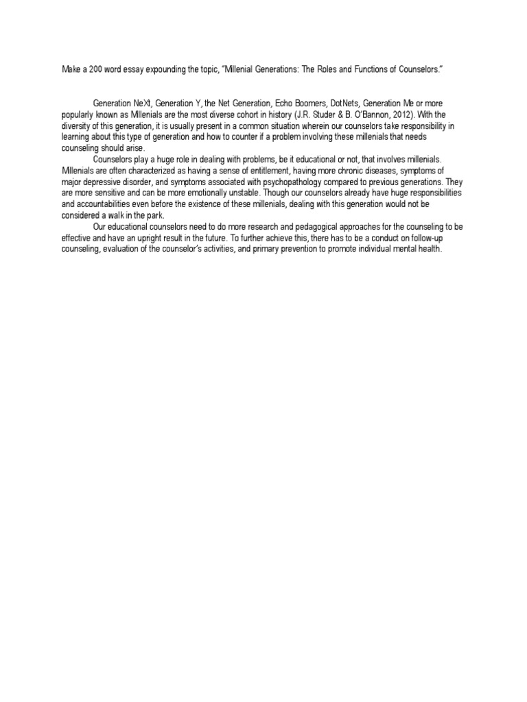 Make A 200 Word Essay Expounding The Topic | PDF