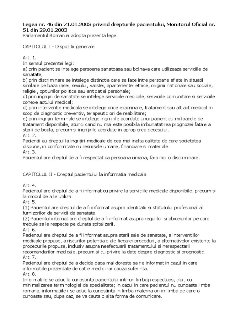 Drepturile Pacientului-Monitorul Oficial | PDF