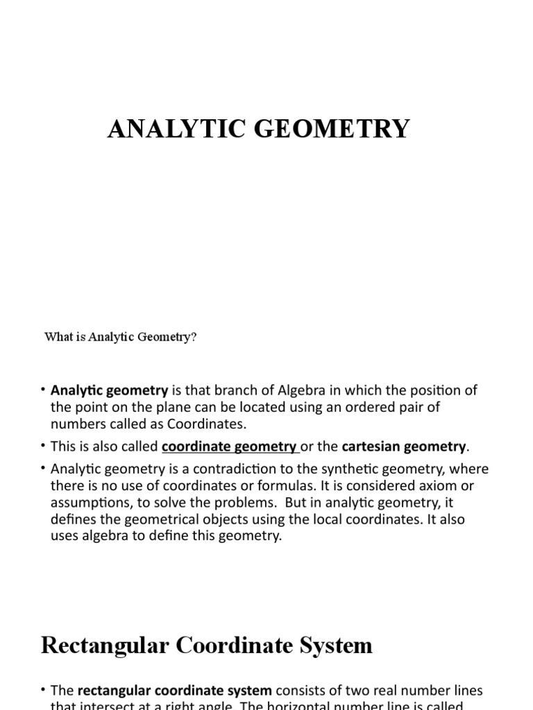 Analytic Geometry | PDF | Ellipse | Cartesian Coordinate System