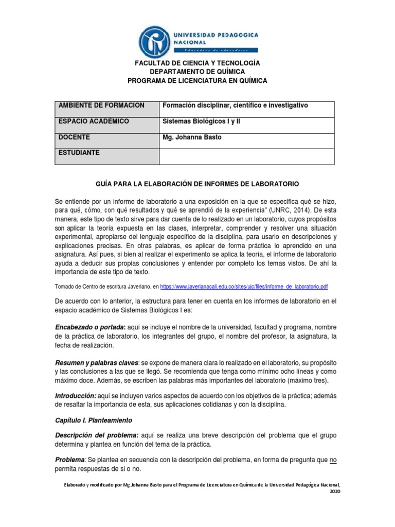 Guia para La Elaboracion de Informes de Laboratorio | PDF | Experimentar | Teoría