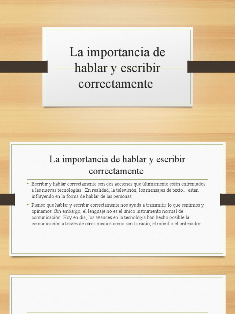La Importancia de Hablar y Escribir Correctamente | PDF