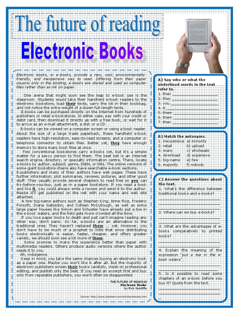 The Future of Reading Electronic Books Ebooks Reading Comprehension ...
