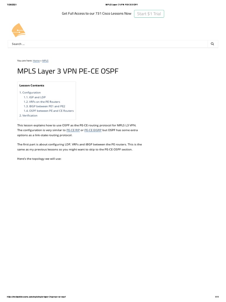 Mpls Layer 3 VPN Pe-Ce Ospf | PDF | Virtual Private Network | Networking