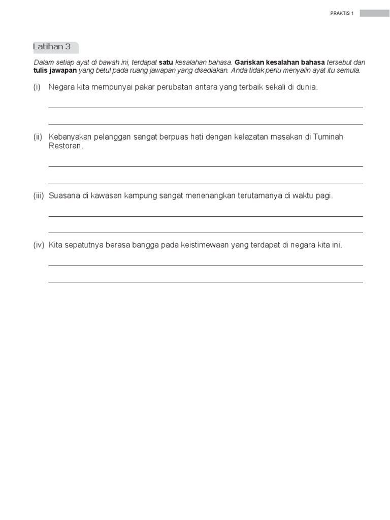 BM FORM 1 (Latihan) Using | PDF