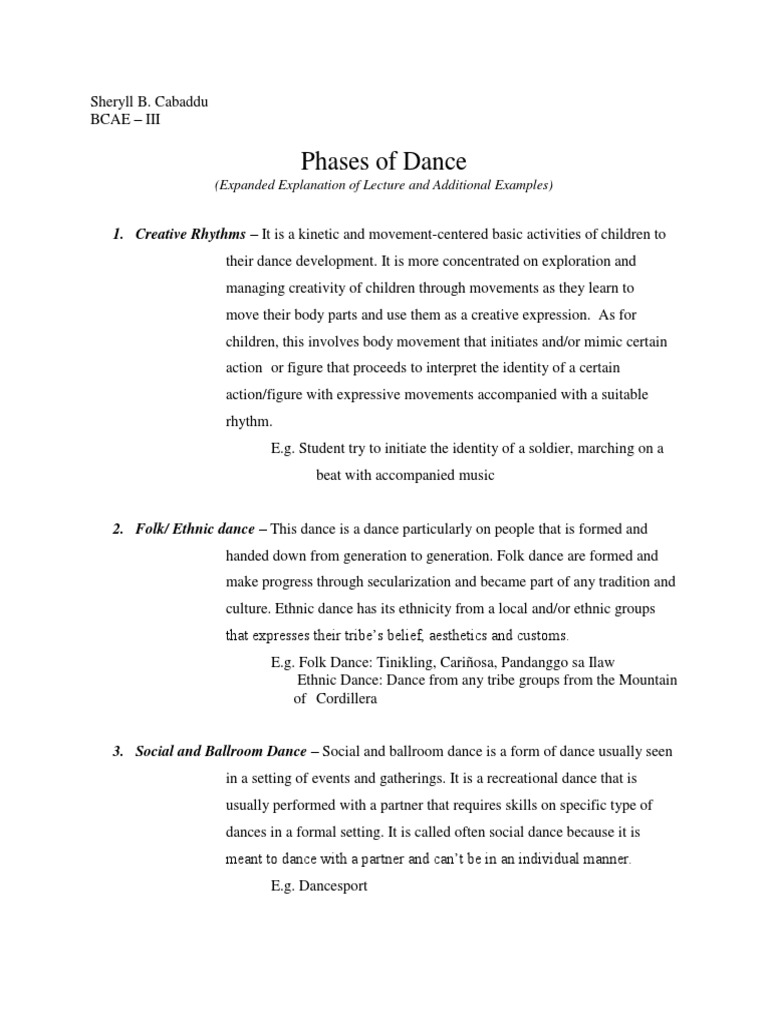 Phases of Dance: (Expanded Explanation of Lecture and Additional ...