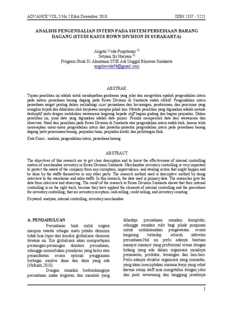 Pengendalian Intern Persediaan Rown Division | PDF | Karier & Perkembangan | Pengelolaan ...