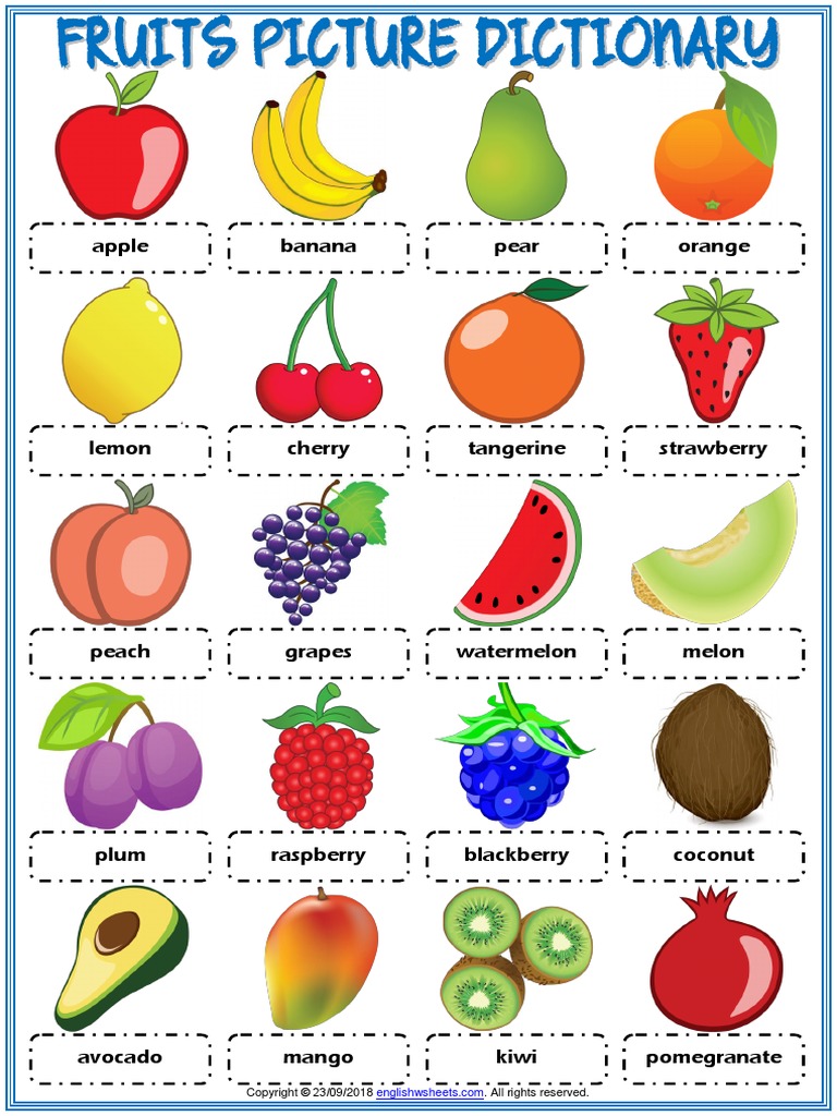 Fruits Vocabulary Esl Picture Dictionary | PDF