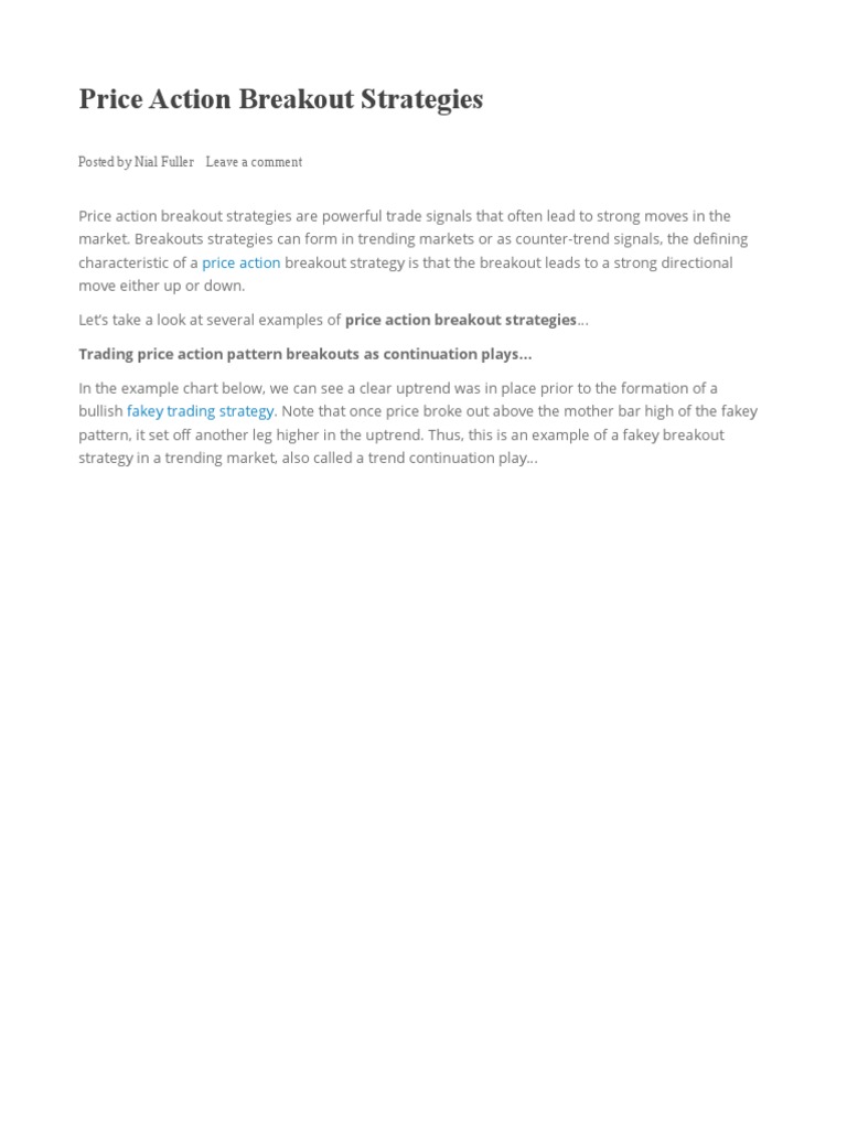 Price Action Breakout Strategies Guide | PDF | Financial Economics ...