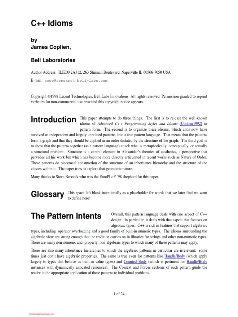 C++ Idioms - Coplien | Download Free PDF | Class (Computer Programming) | Inheritance (Object ...