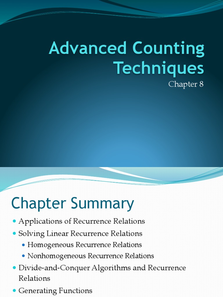 Advanced Counting Techniques Pdf Recurrence Relation Algorithms