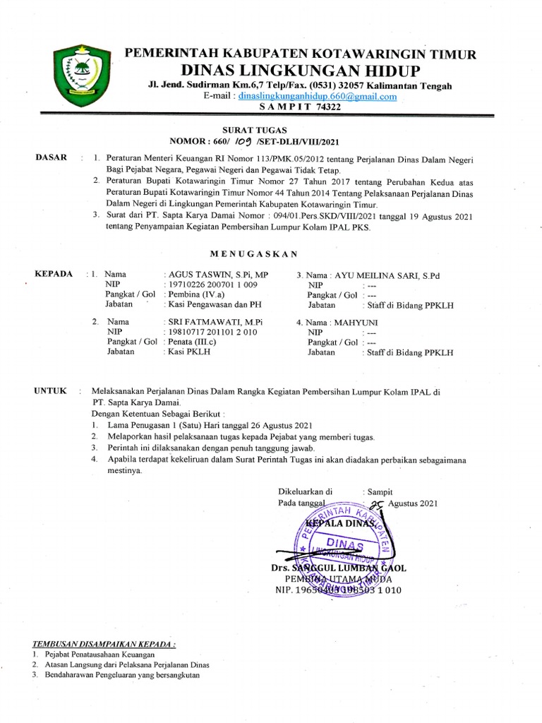 Surat Tugas PT. SKD | PDF