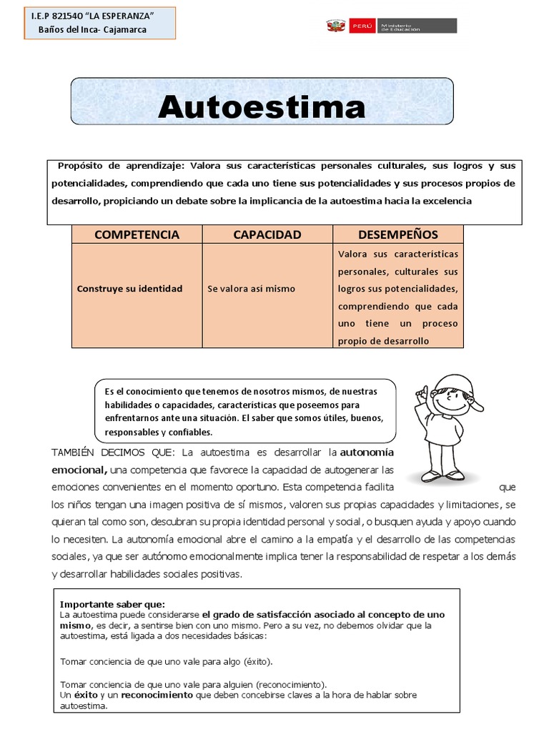 1ro Sep Autoestima | PDF | Autoestima | Las emociones