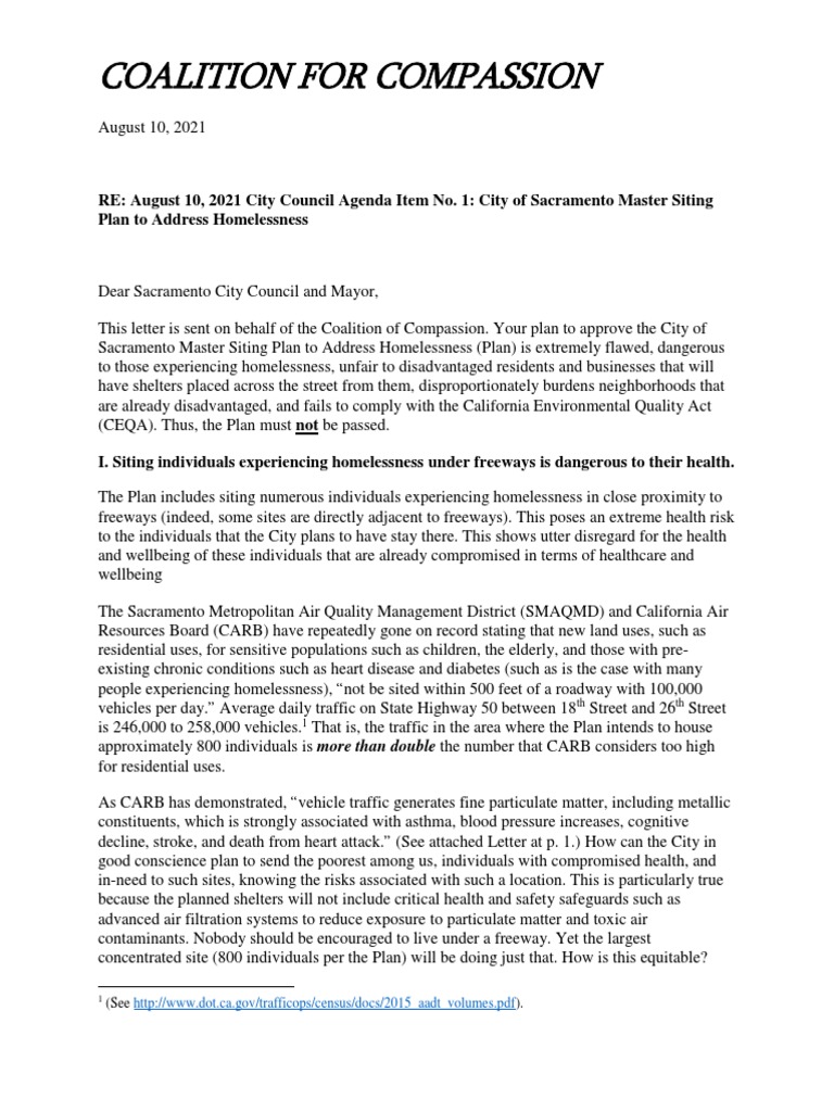 Coalition For Compassion Comment Letter | PDF | Ventilation (Architecture)