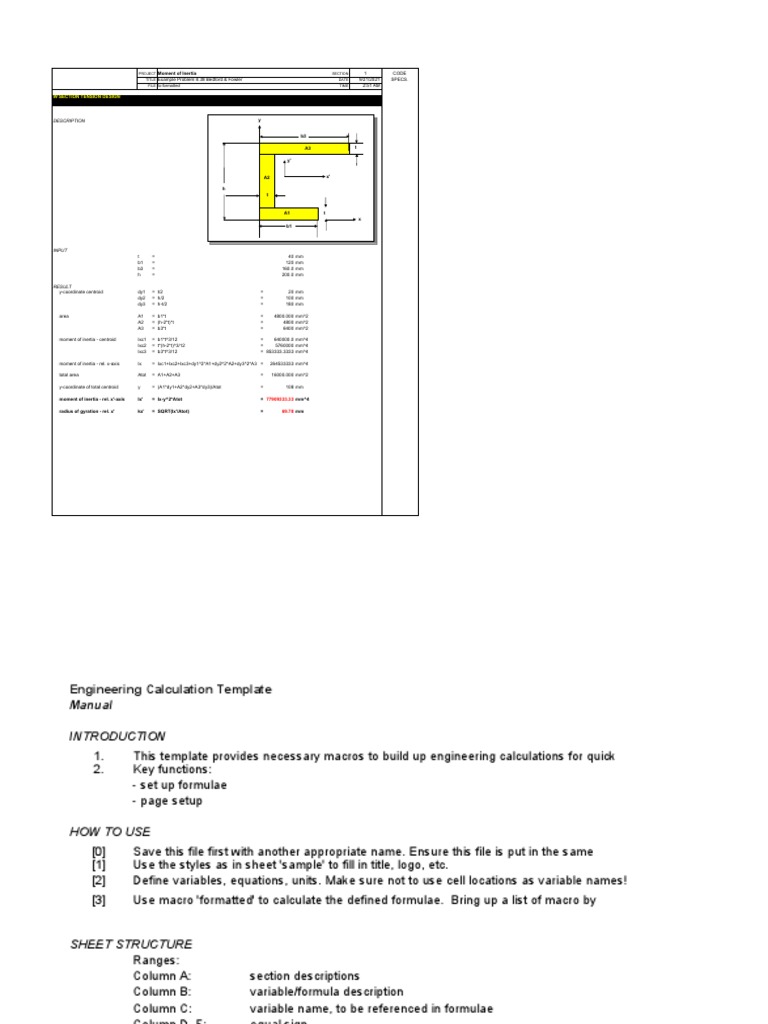 Engineering Calculation Template | PDF | Formula | Variable (Mathematics)