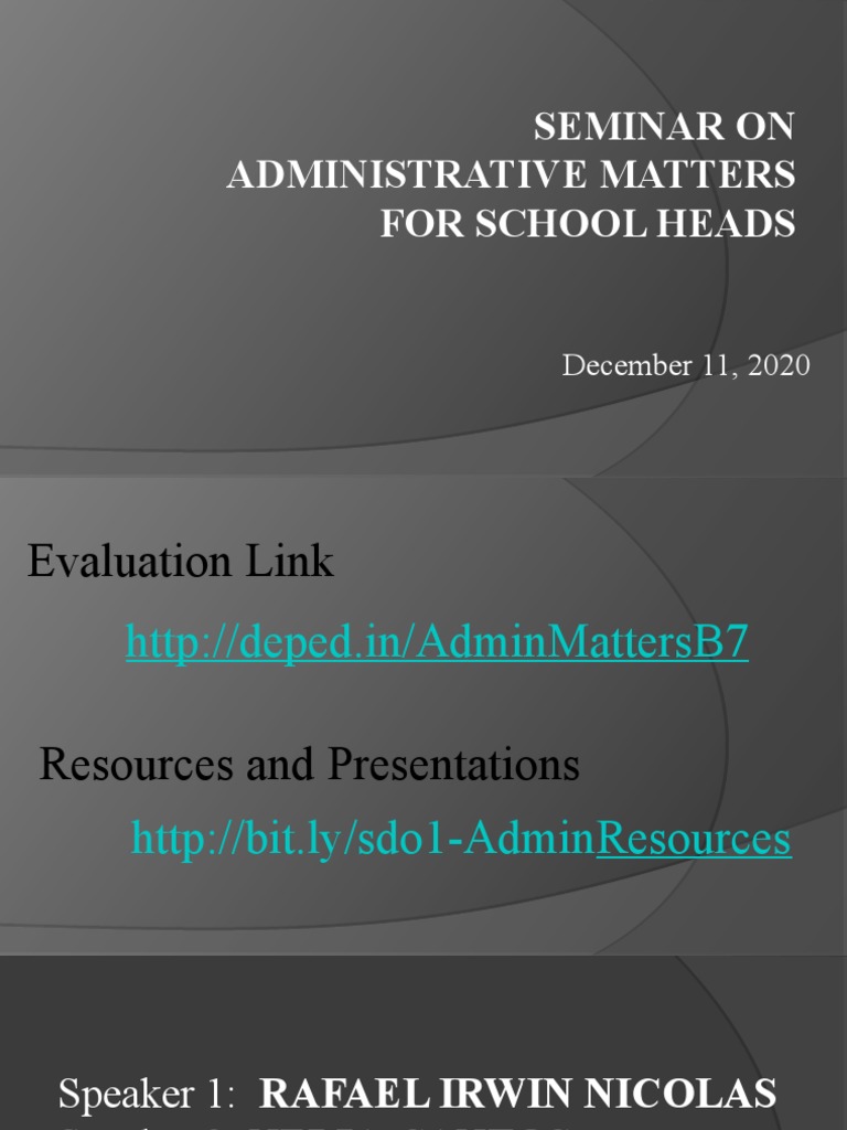 Seminar On Administrative Matters For School Heads | PDF