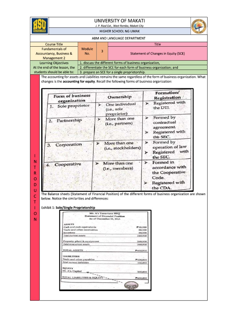 FABM2 Module 3 - Statement of Changes in Equity | PDF