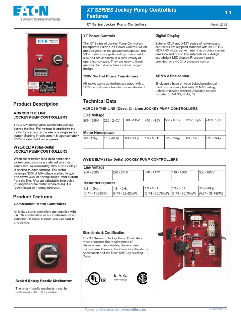 Features: XT SERIES Jockey Pump Controllers | PDF | Electric Motor | Electrical Engineering