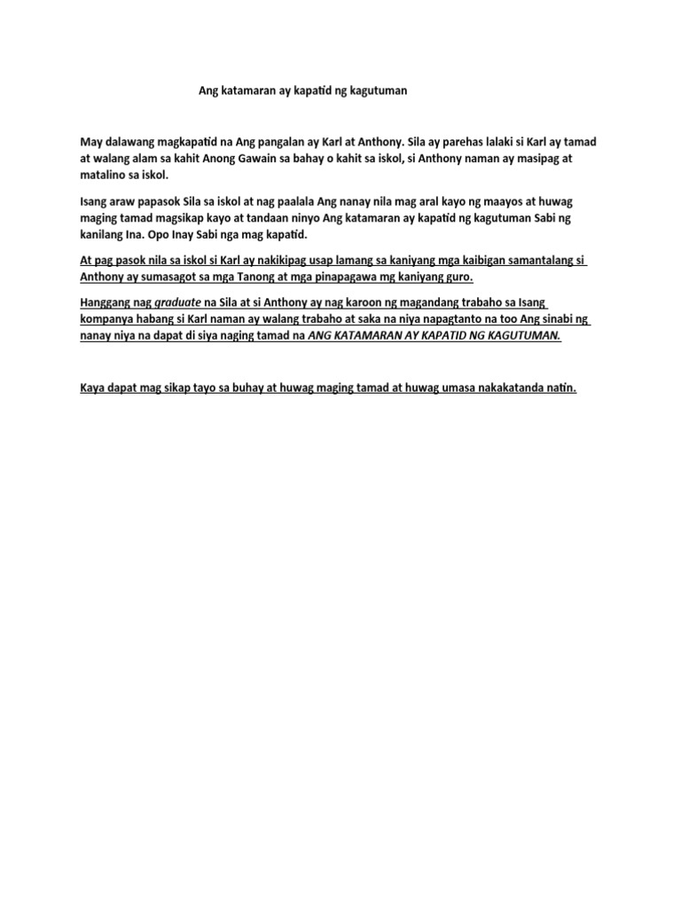 Ang Katamaran Ay Kapatid NG Kagutuman | PDF